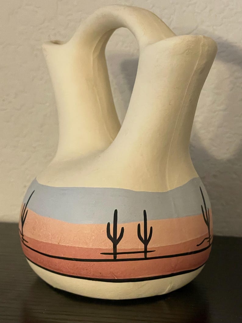 Native American Wedding Vase With Saguaro Cactus, Southwestern Motif, 5 ...