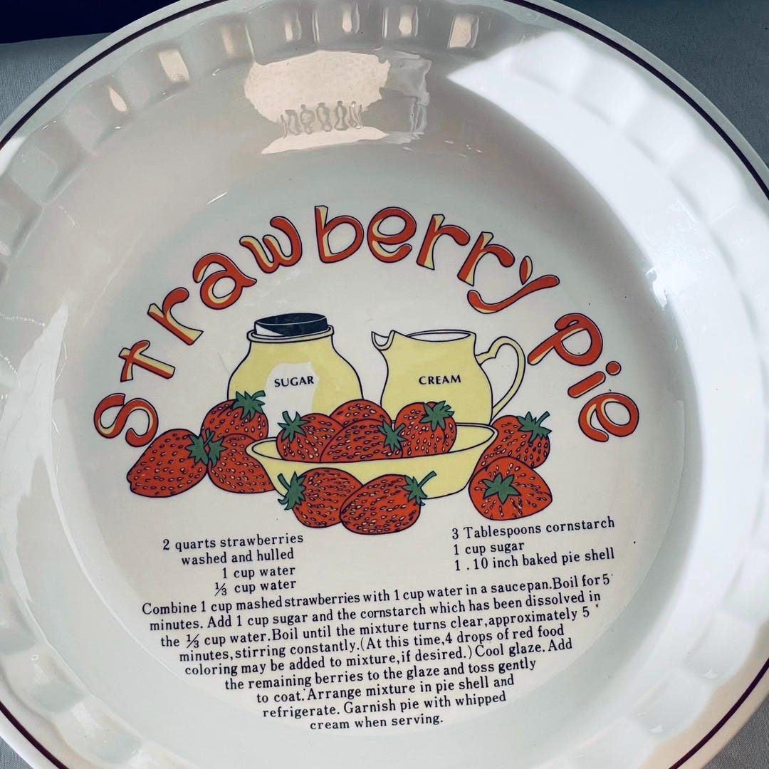Strawberry Pie Recipe Plate, by Hankook, Vintage Pie Plate, Pie Dish ...