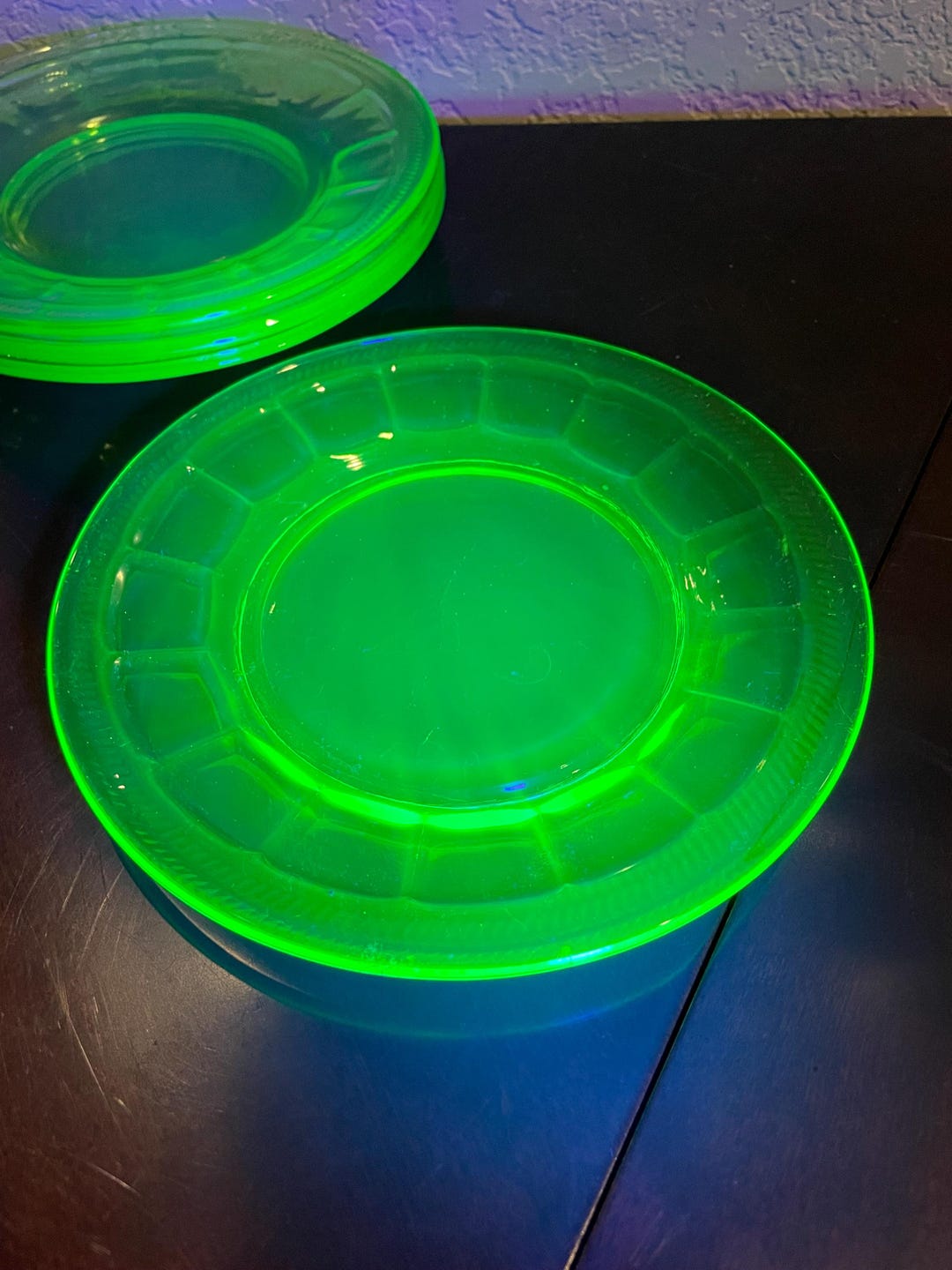 Uranium Glass, Federal Glass Style Uranium Plate With Colonial Fluted ...