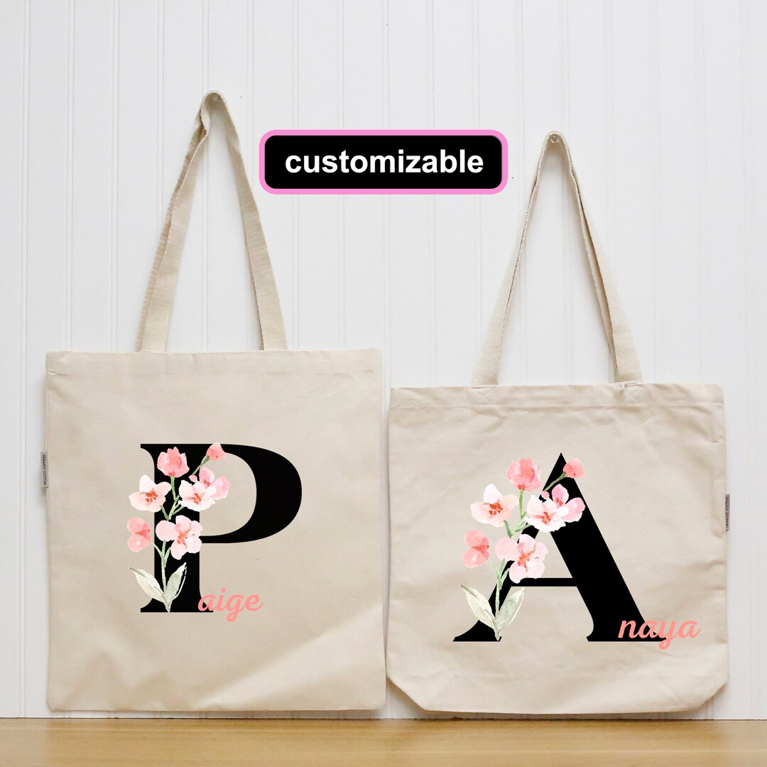 Custom Flora Name Totes, Birthday Gift, Personalized Tote, Customized ...