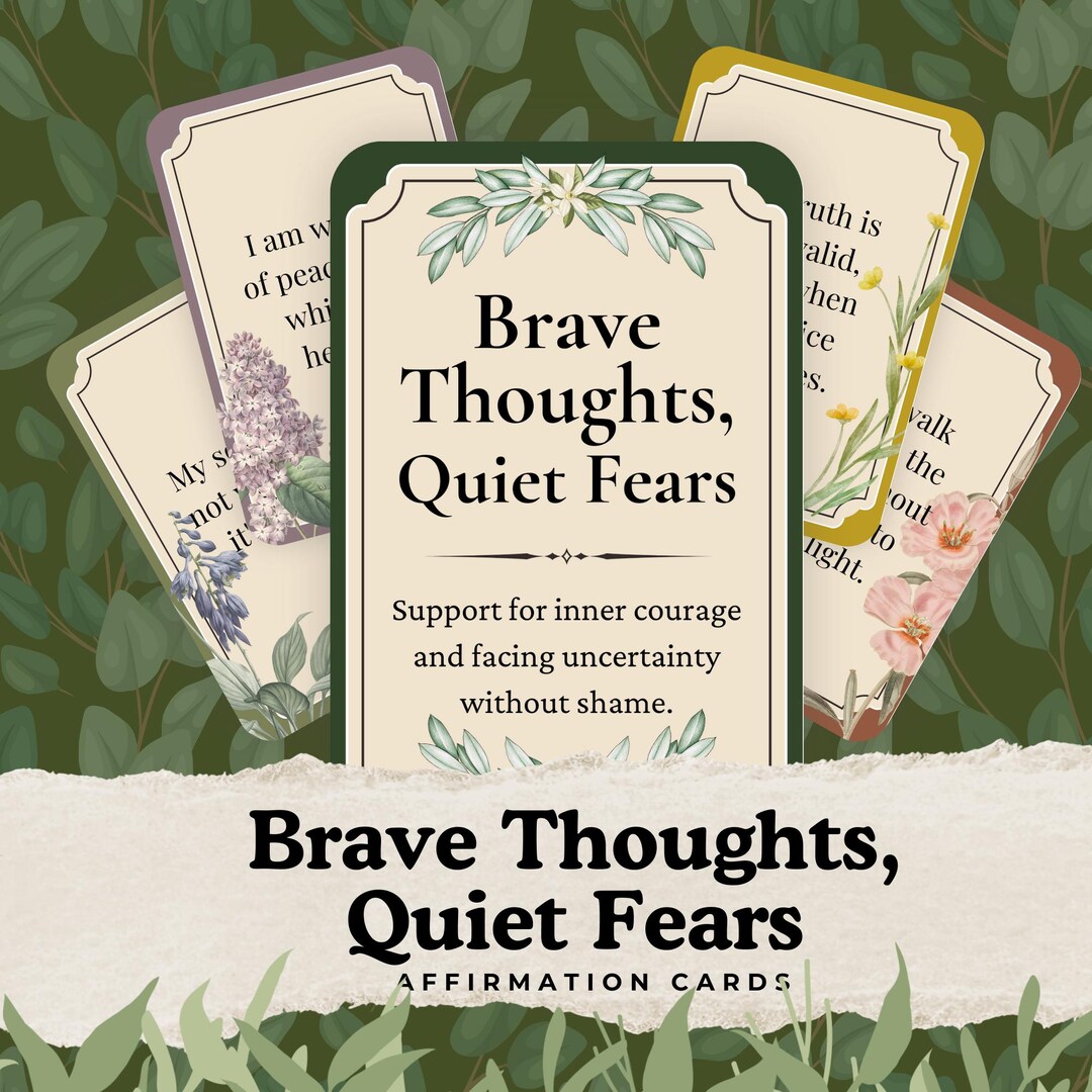 Courage Affirmation Cards, Anxiety Relief, Herbal Vintage Affirmations ...