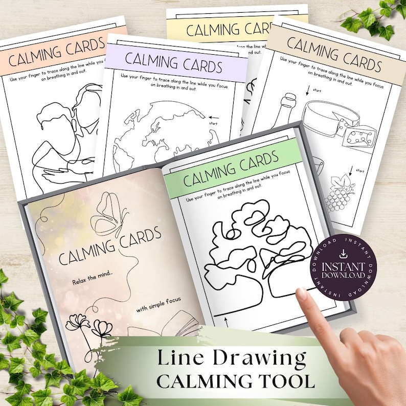 Finger Tracing Calming Cards, Printable Mindfulness Flash Cards ...