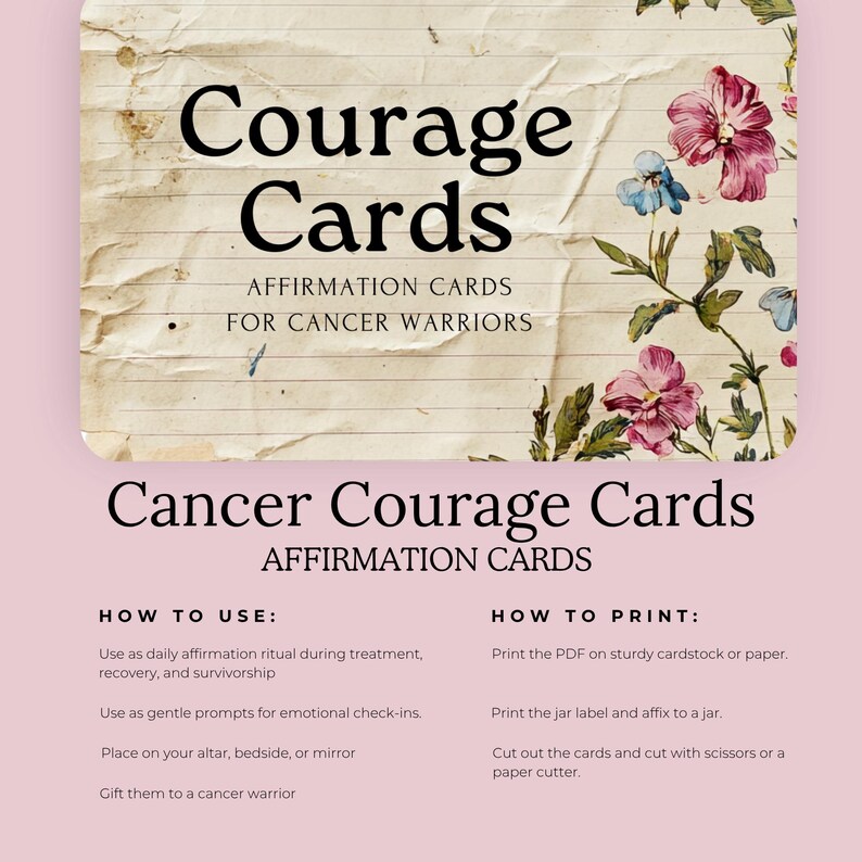 Cancer Affirmation Cards, Cancer Warrior, Daily Mantra, Gift for Cancer ...