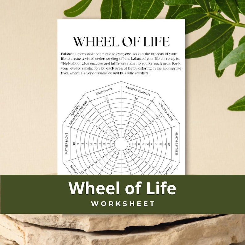 Wheel of Life, Self-assessment Worksheet, Personal Growth Printable ...