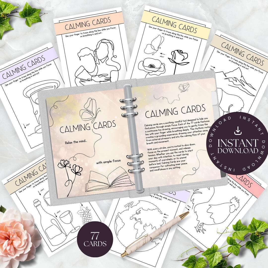 Finger Tracing Calming Cards, Printable Mindfulness Flash Cards ...