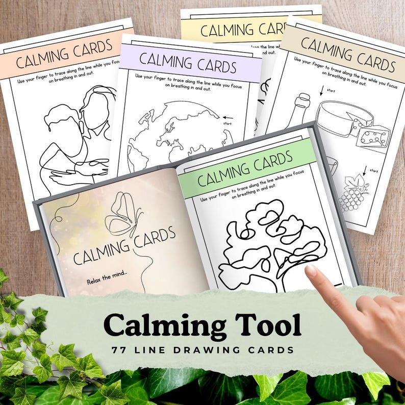 Finger Tracing Calming Cards, Printable Mindfulness Flash Cards ...