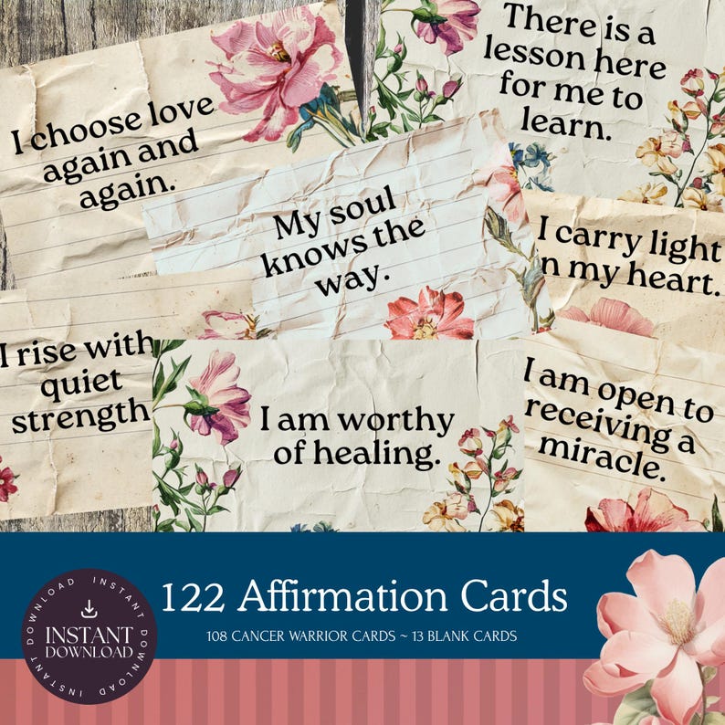 Cancer Affirmation Cards, Cancer Warrior, Daily Mantra, Gift for Cancer ...