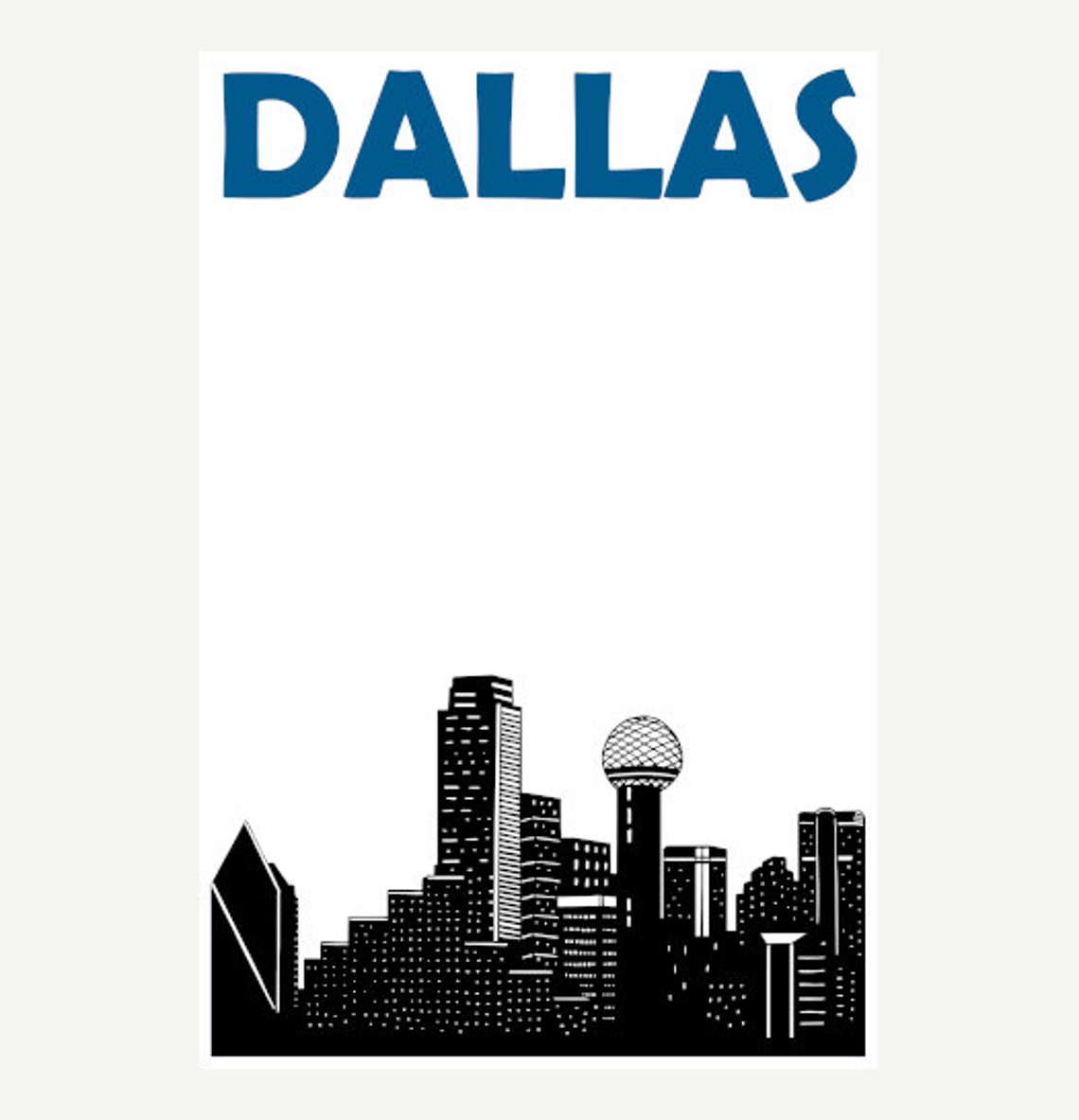 Dallas Print, Dallas Skyline Art Print, Dallas Poster, Dallas Skyline ...