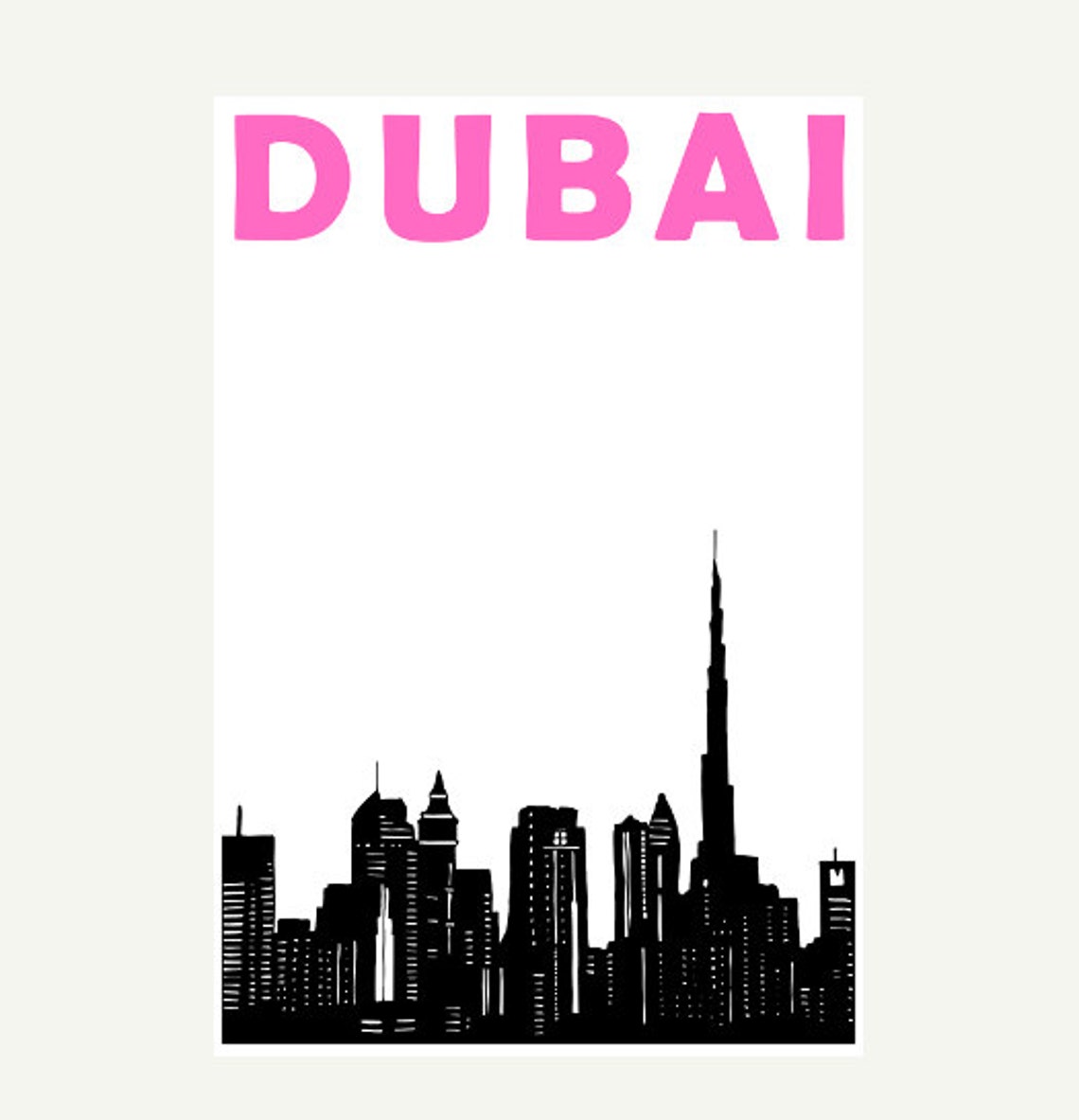 Dubai Print Skyline, Dubai Poster, Dubai Art, Dubai Skyline, Dubai ...
