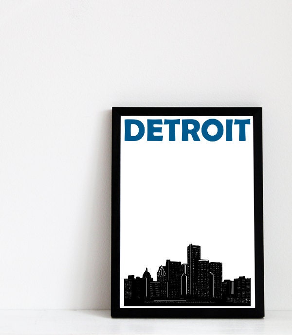Detroit Print Detroit Skyline Print Detroit Poster Detroit - Etsy