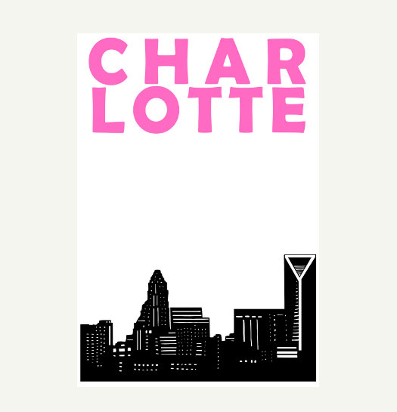Charlotte NC Skyline Print Charlotte Poster Charlotte NC - Etsy
