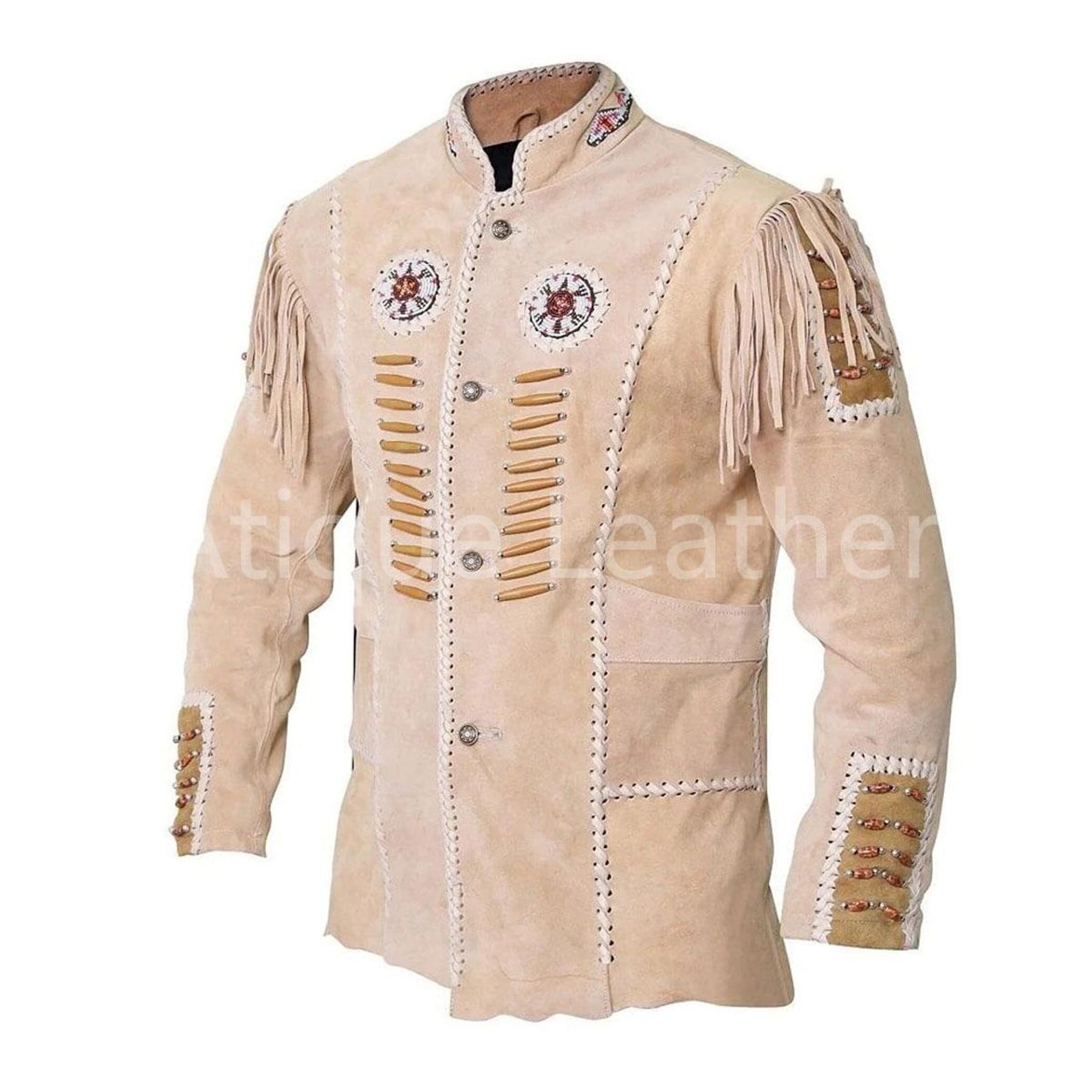 Men's Fringed Suede Leather Western Jacket: Cowboy Style - Etsy