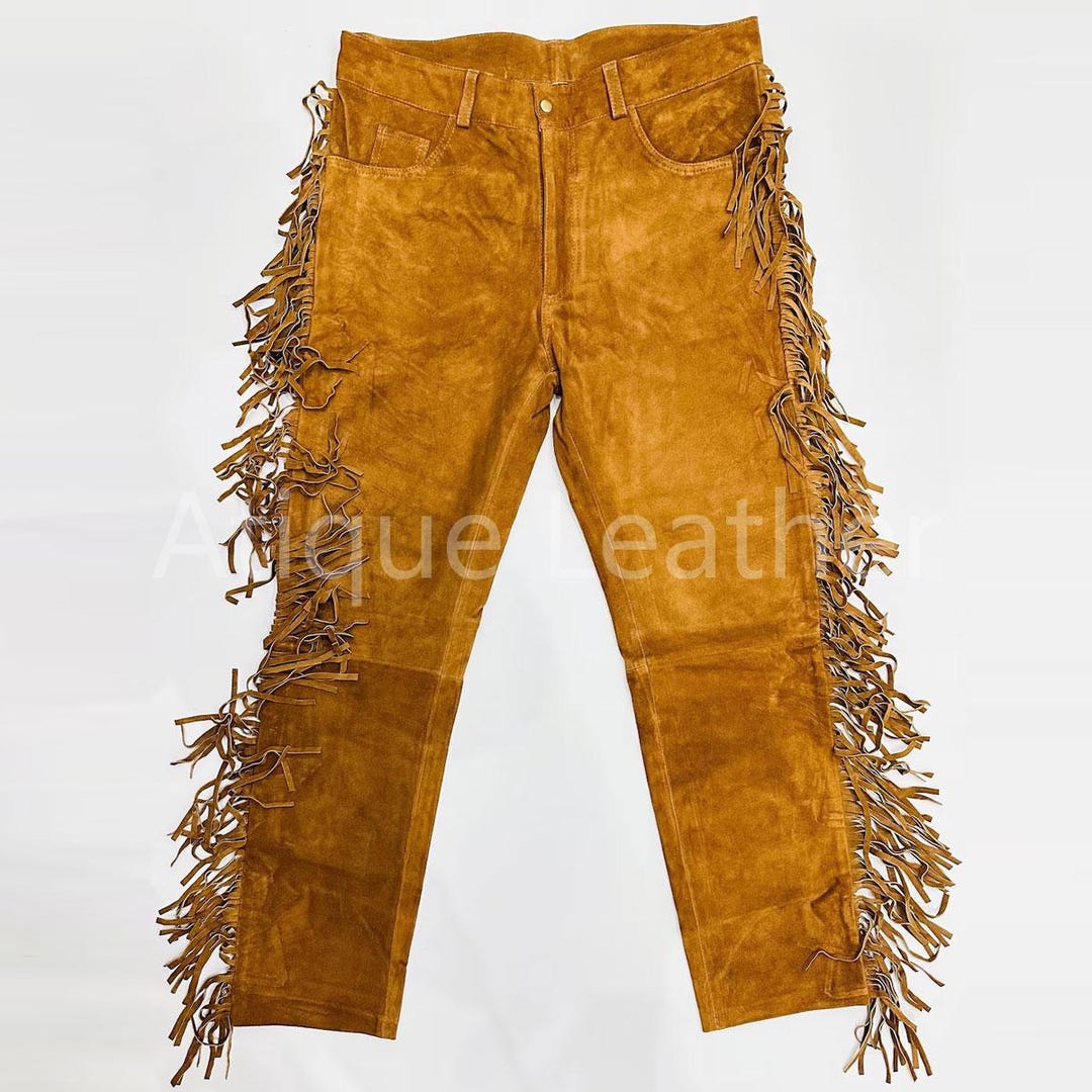 Handmade Men’s Western Suede Leather Pants, Riding Cowboy Leather Pants ...