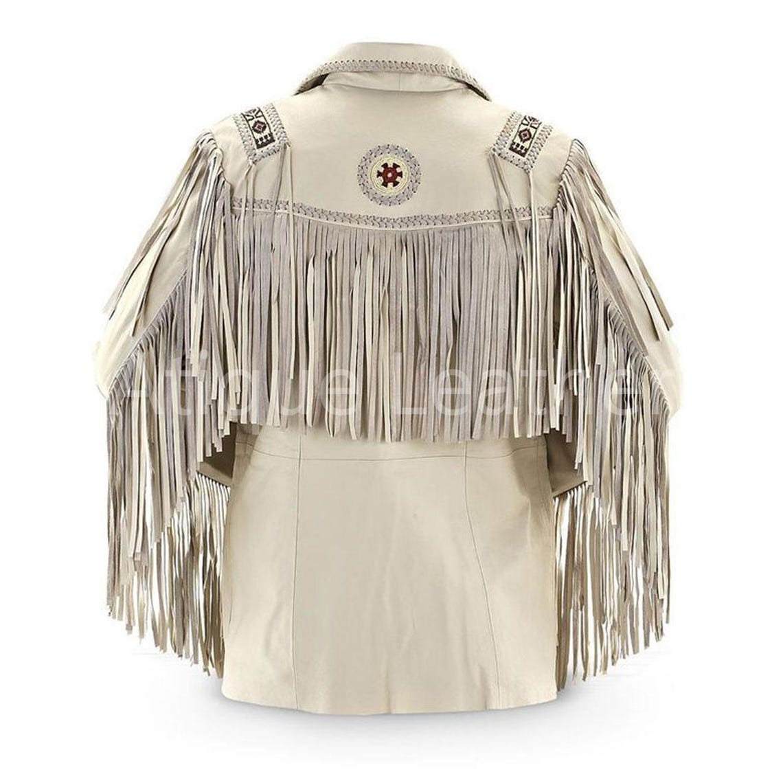 Men’s Native American Cowboy Buckskin Leather Jacket With Fringes ...
