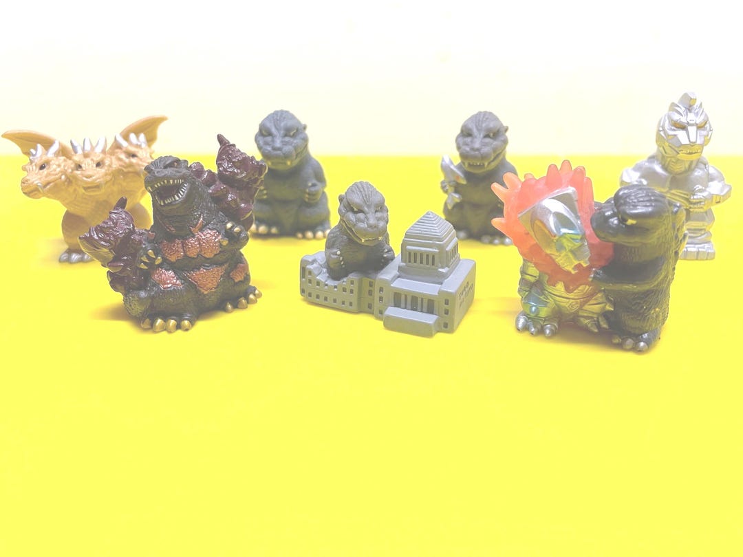Godzilla Finger Puppets 7 Types Vintage Mini Figure Japan Height 1.5 ...