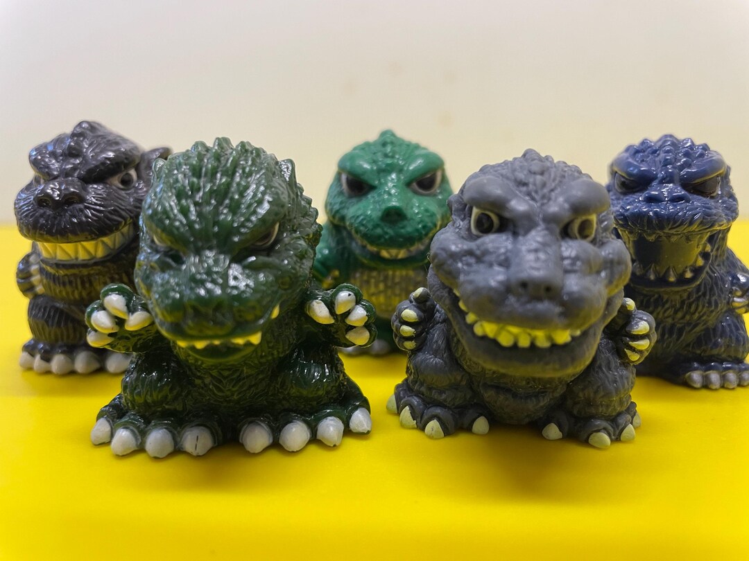 Godzilla Finger Puppets 5 Types Vintage Mini Figure Japan Height 1.5 ...