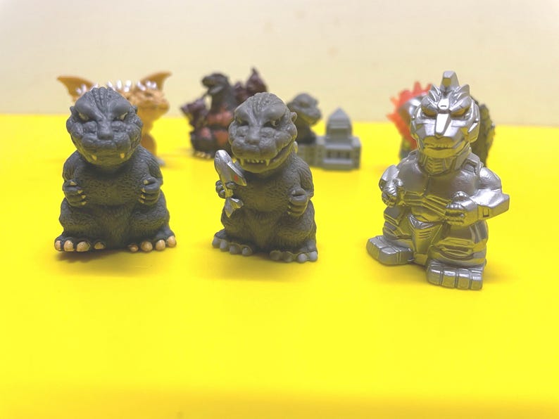 Godzilla Finger Puppets 7 Types Vintage Mini Figure Japan Height 1.5 ...