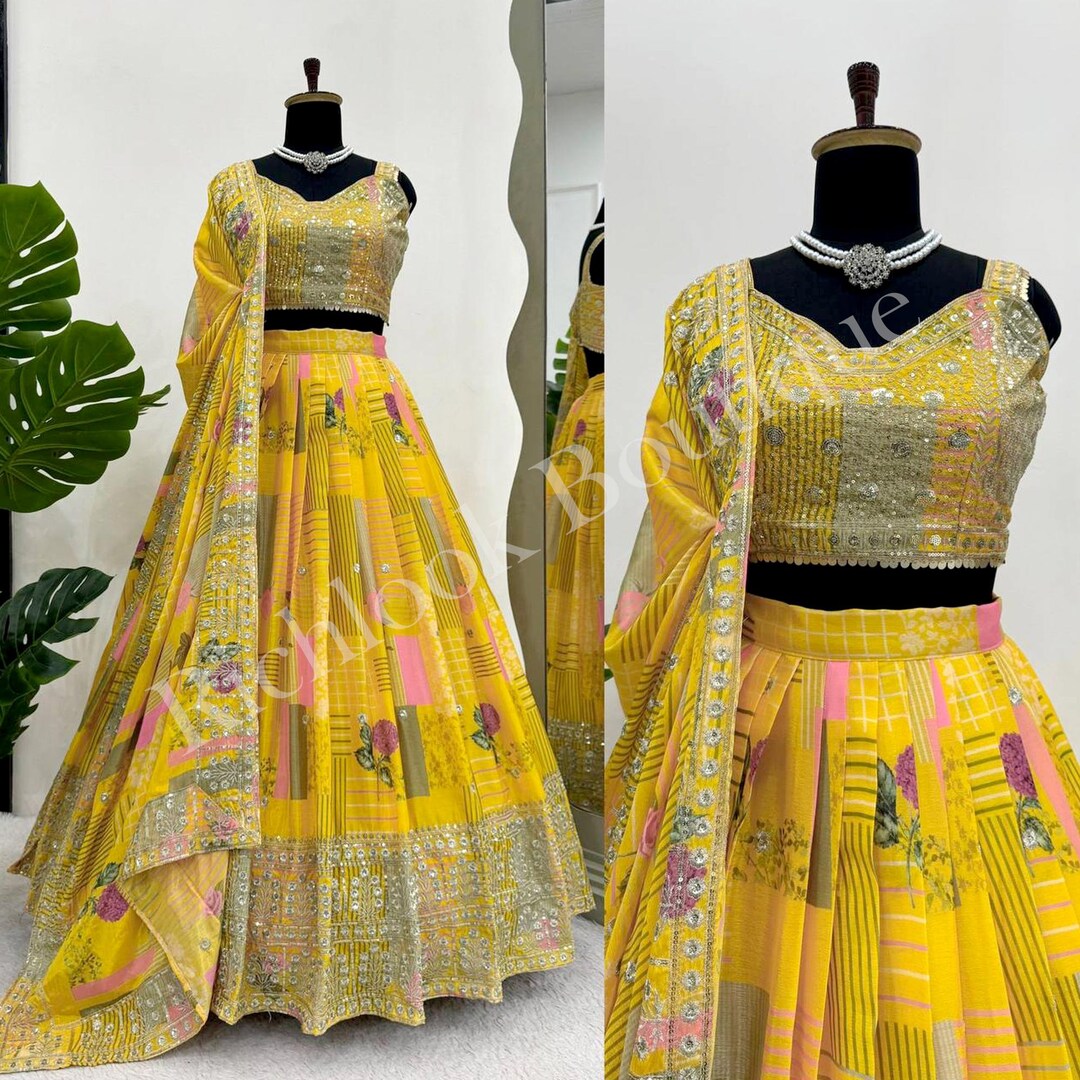 Yellow Haldi Lehenga Choli,designer Lehengas,bridal Lehenga,partywear ...