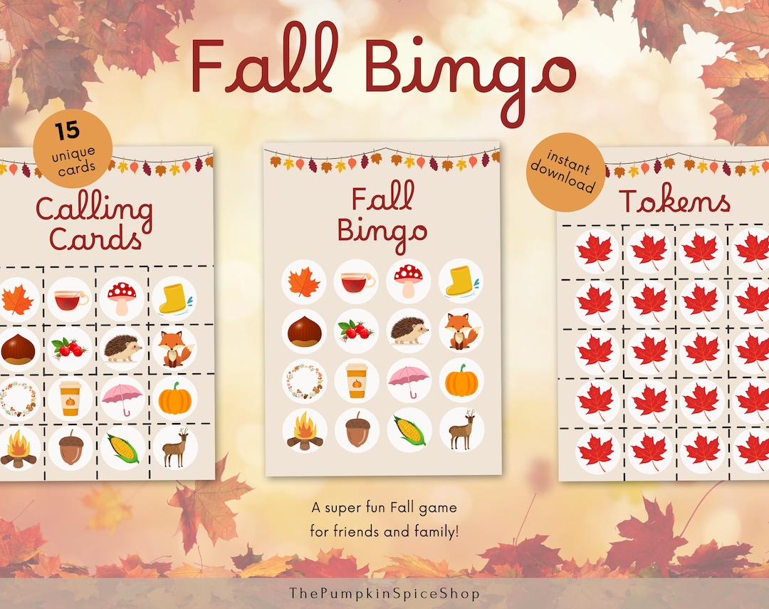 Fall Bingo, Thanksgiving Bingo, Fall Bingo Kids, Fall Activities, Fall ...