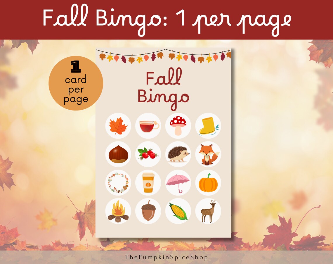 Fall Bingo, Thanksgiving Bingo, Fall Bingo Kids, Fall Activities, Fall ...