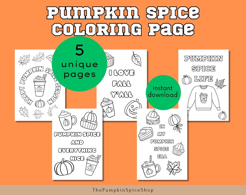 Pumpkin Spice Coloring Pages, Fall Coloring Sheets, Happy Fall Y'all ...