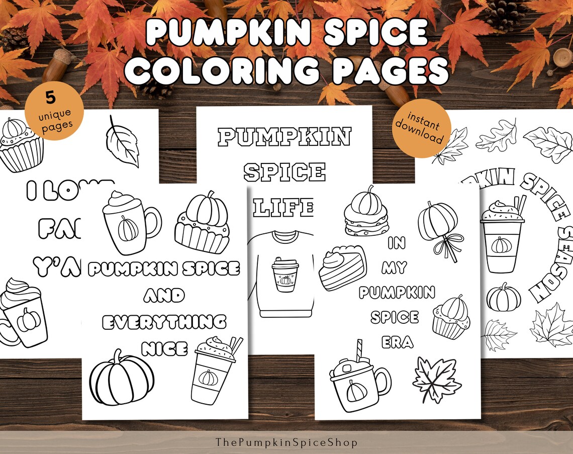Pumpkin Spice Coloring Pages, Fall Coloring Sheets, Happy Fall Y'all ...
