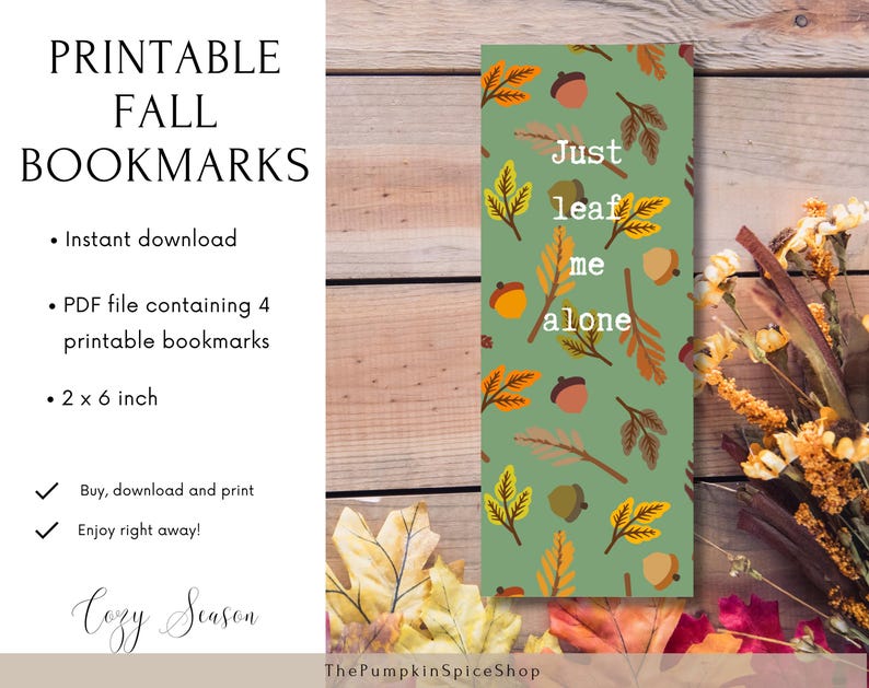 Fall Bookmarks, Fall Bookmark, Fall Bookmarks Printable, Printable ...