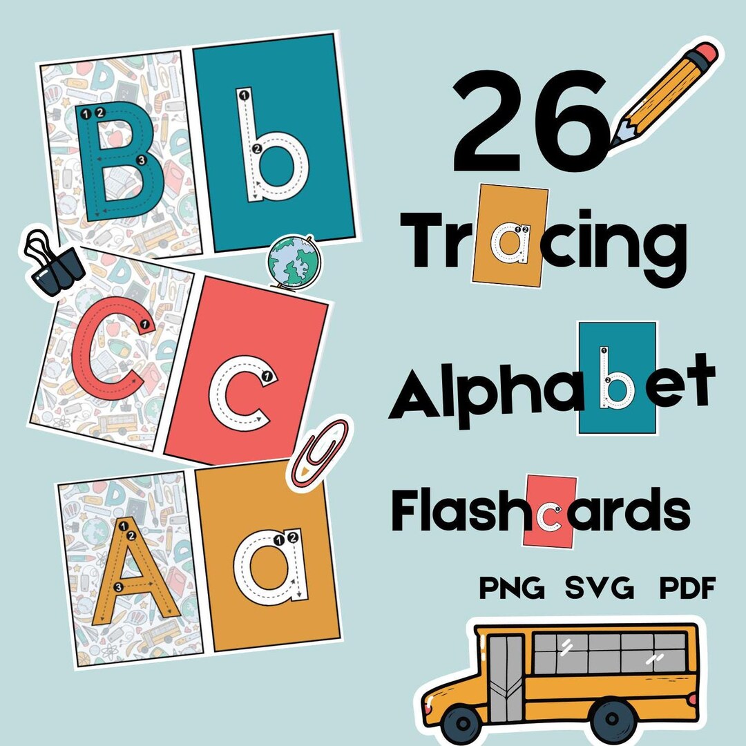 Alphabet Tracing Flashcards, Alphabet Flashcards, Printable Tracing ...
