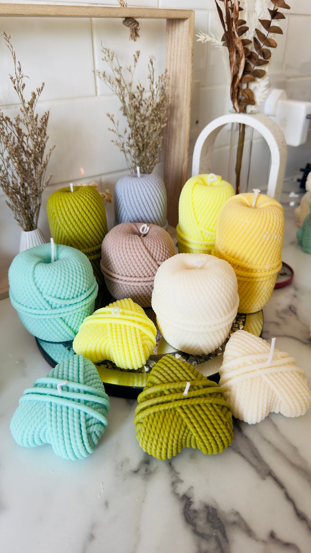 Handmade Knitted Candles in Three Sizes | Different Scents| Cozy Home ...