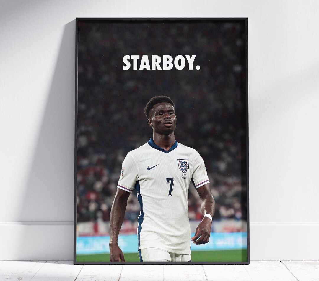 Bukayo Saka Starboy Poster England Poster, Euro 2024 Poster Art, Saka ...