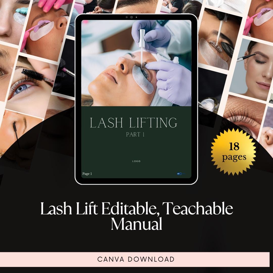 Editable Lash Lift Training Manual - Canva E-book for Lash Educators ...