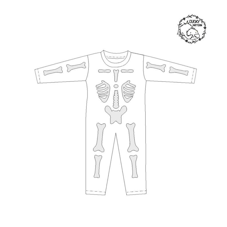 Skeleton Bones Costume Pattern for Toddler |kids Halloween Costume ...