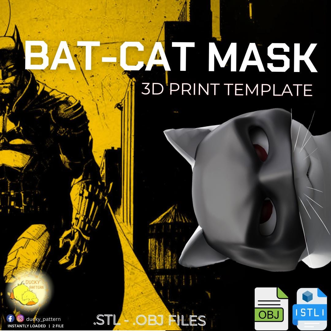 Bat-cat Mask 3D Print Template STL File Batman Cowl Dark Knight Cosplay ...
