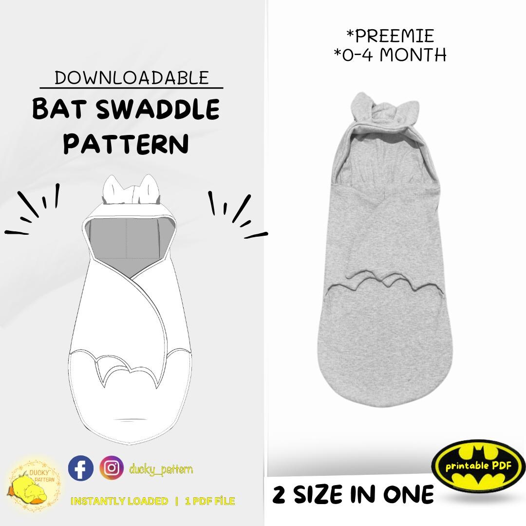 Bat Swaddle Sewing Pattern for Baby Newborn Bat Wings Halloween Costume ...