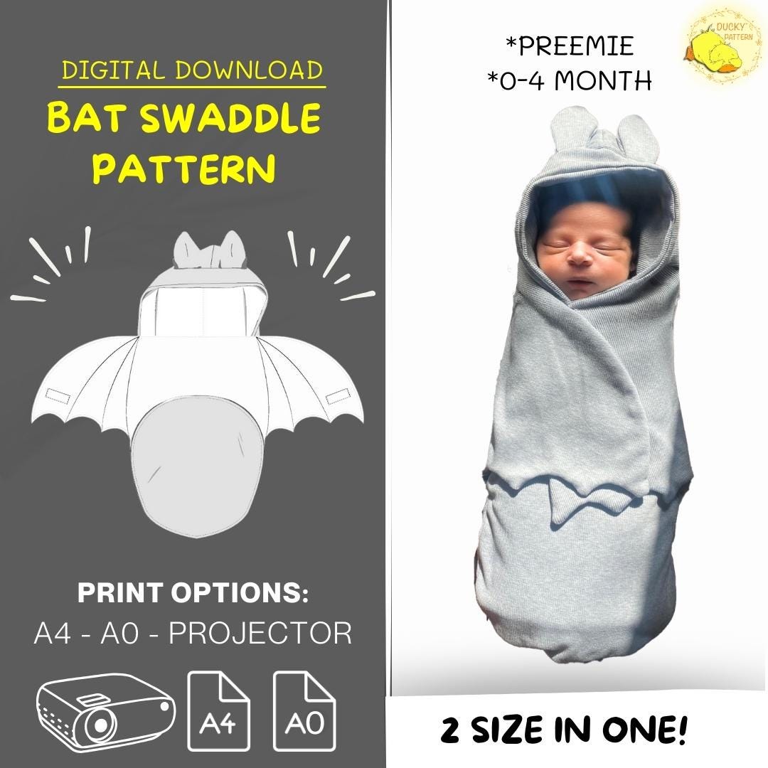 Bat Swaddle Sewing Pattern: Baby Halloween Costume, Newborn Pouch (PDF ...
