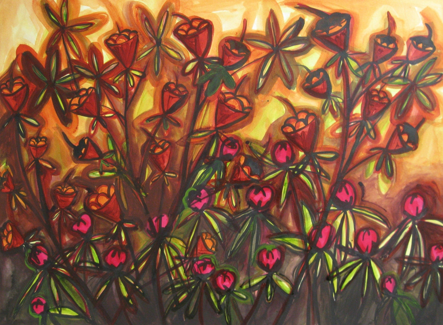 Abstract Botanical Artwork Acrylic Painting - Etsy