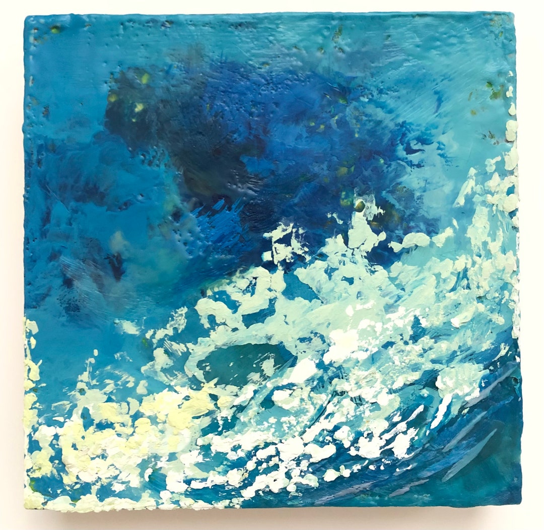 Abstract Encaustic Art, Abstract Landscape Ocean Painting, Textured ...
