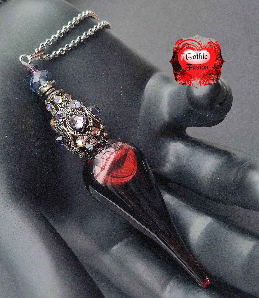 Purple Gothic Vampire Queen Vial of Blood Necklace, Blood Vial Pendant ...
