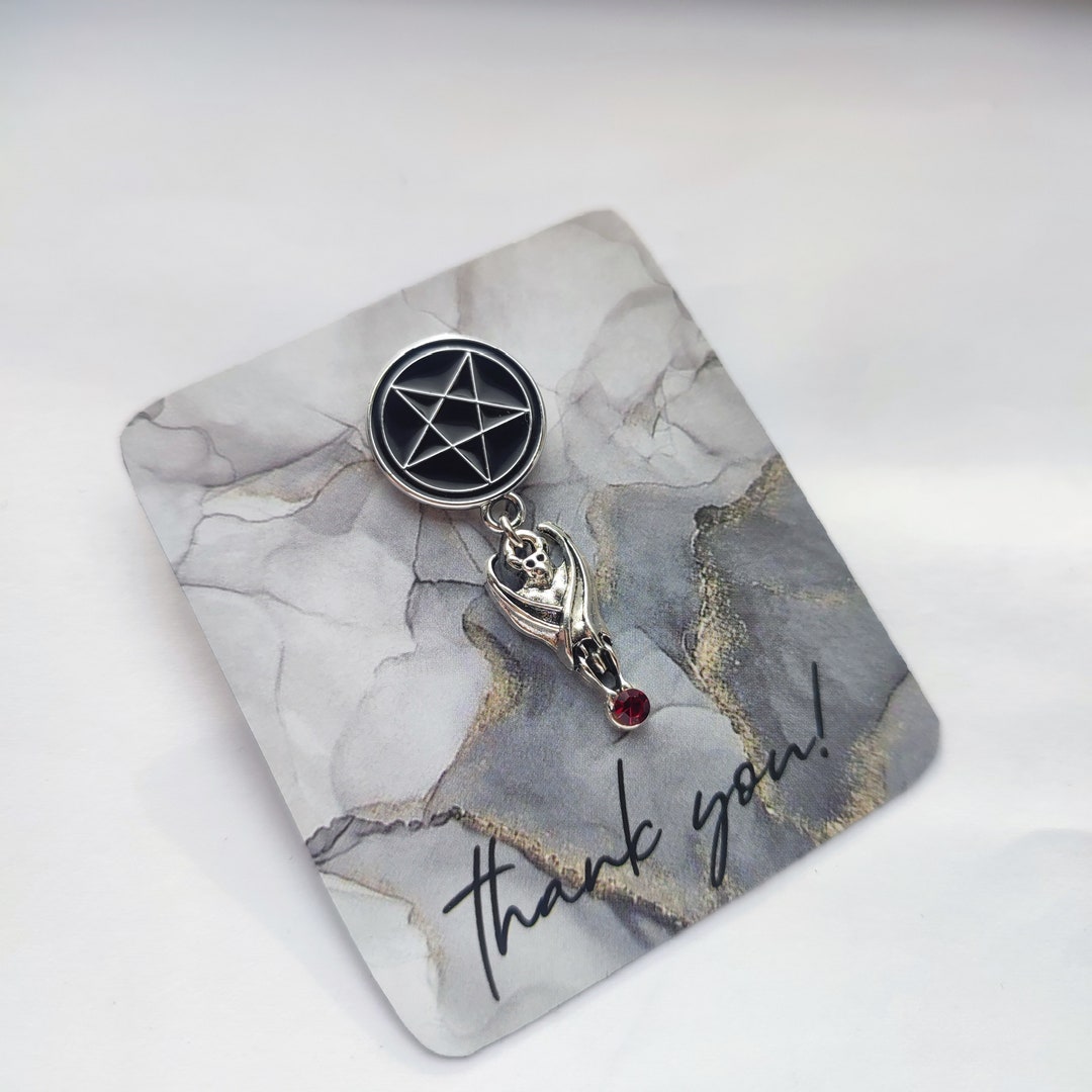 Vampire Bat Pentacle Pin Badge Brooch Button, Unique Pin Badge, Gothic ...