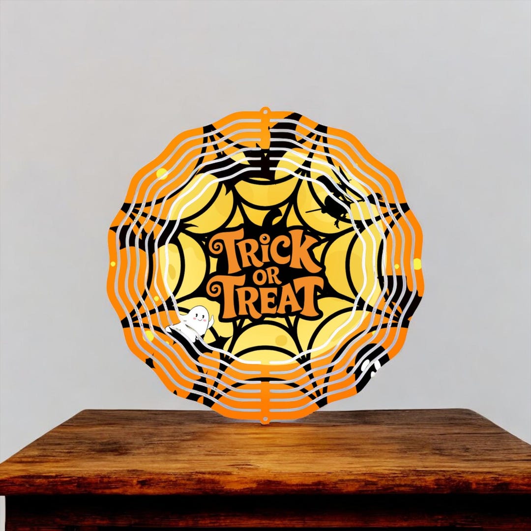 Halloween Wind Spinner: Ghost, Spider Web, Bats - Outdoor Fall Decor - Etsy