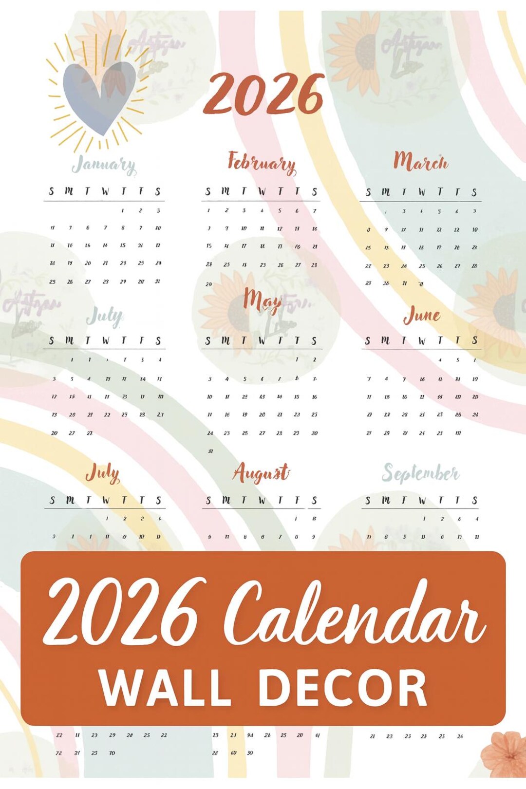Customisable A4 Calendar Printable | 12-month One-page Year Planner ...