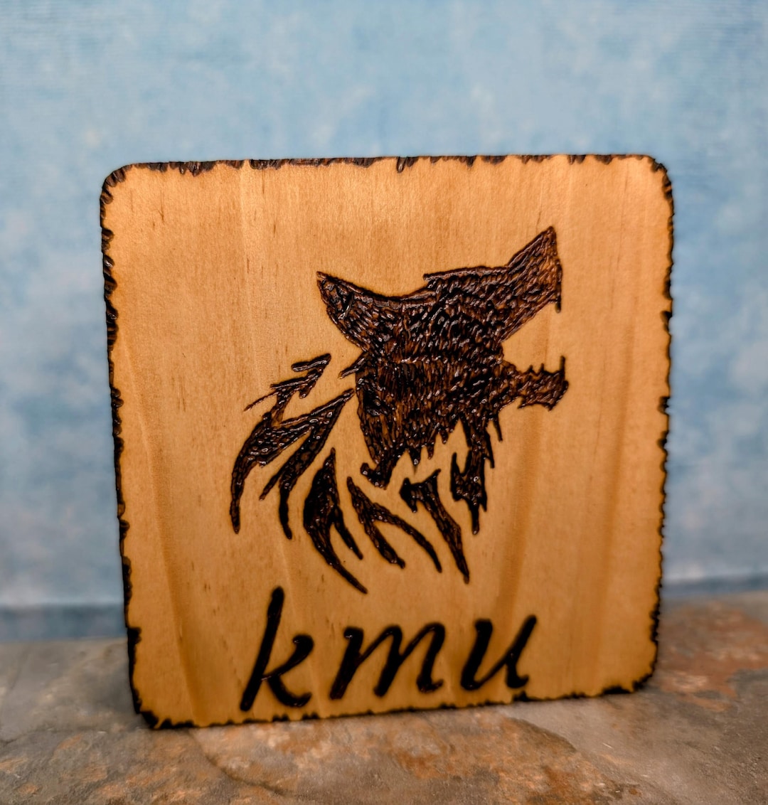 Personalized Wood Art Fierce Wolf Coaster set of 4. Gift for Couple ...