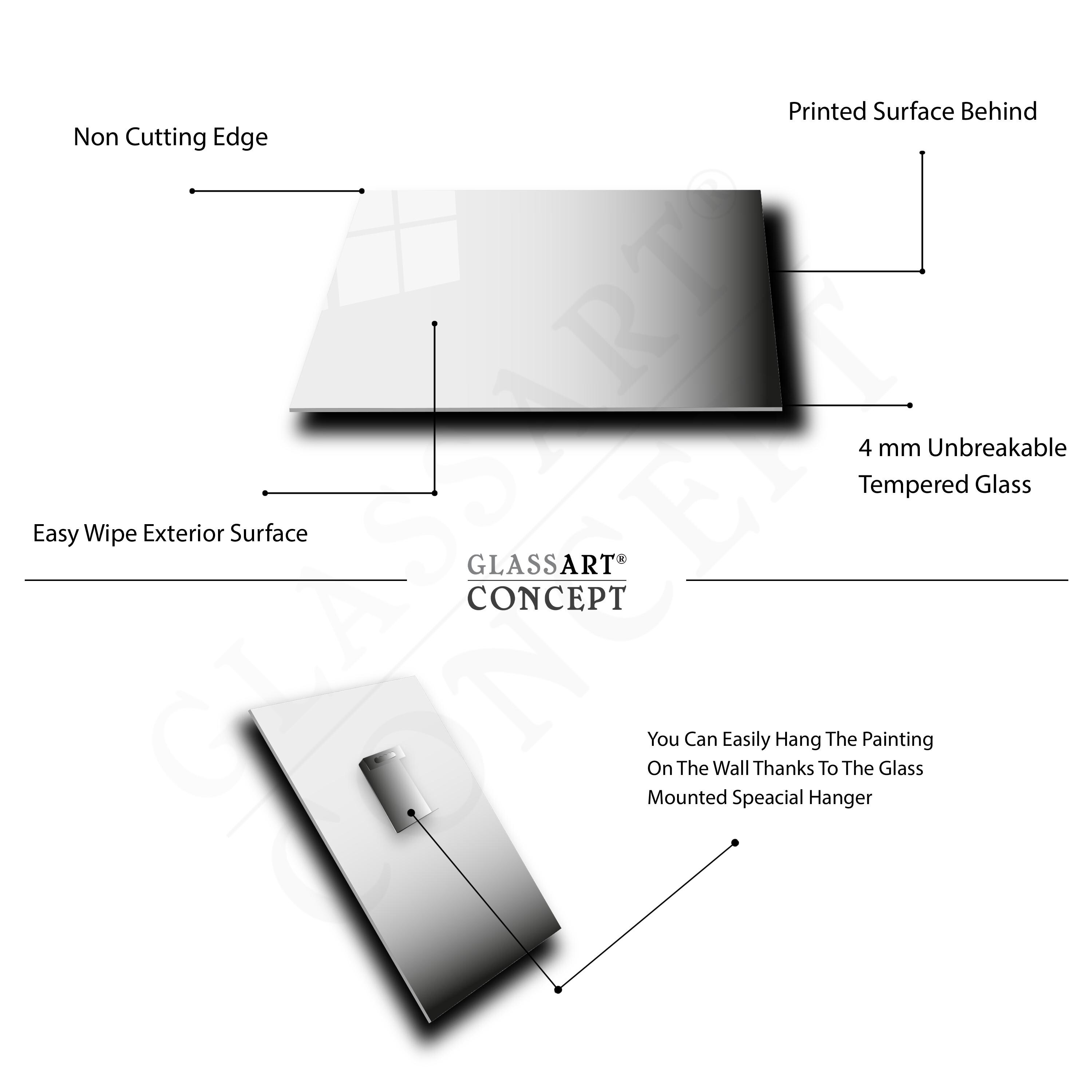 Abstract Flower Horizontal Glass Wall Art, Modern Tempered Glass Panels ...