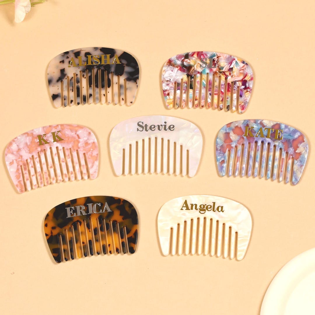 Personalization Initial Mini Half Moon Comb, Custom Name Acetate Hair ...