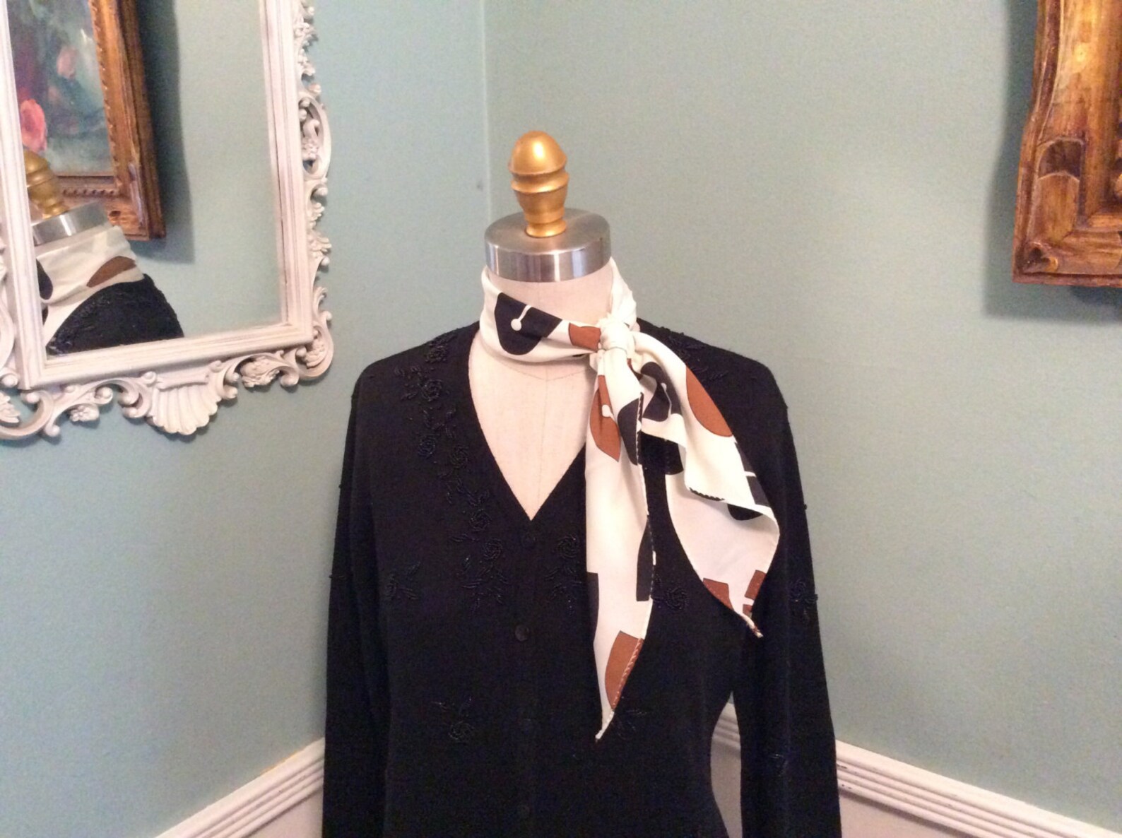 Vintage 60's Scarf Mad Men Woman'scream and Black Designer Scarf - Etsy