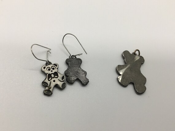Vintage Teddy Bear Pewter Necklace & Earring Set. Rar… - Gem