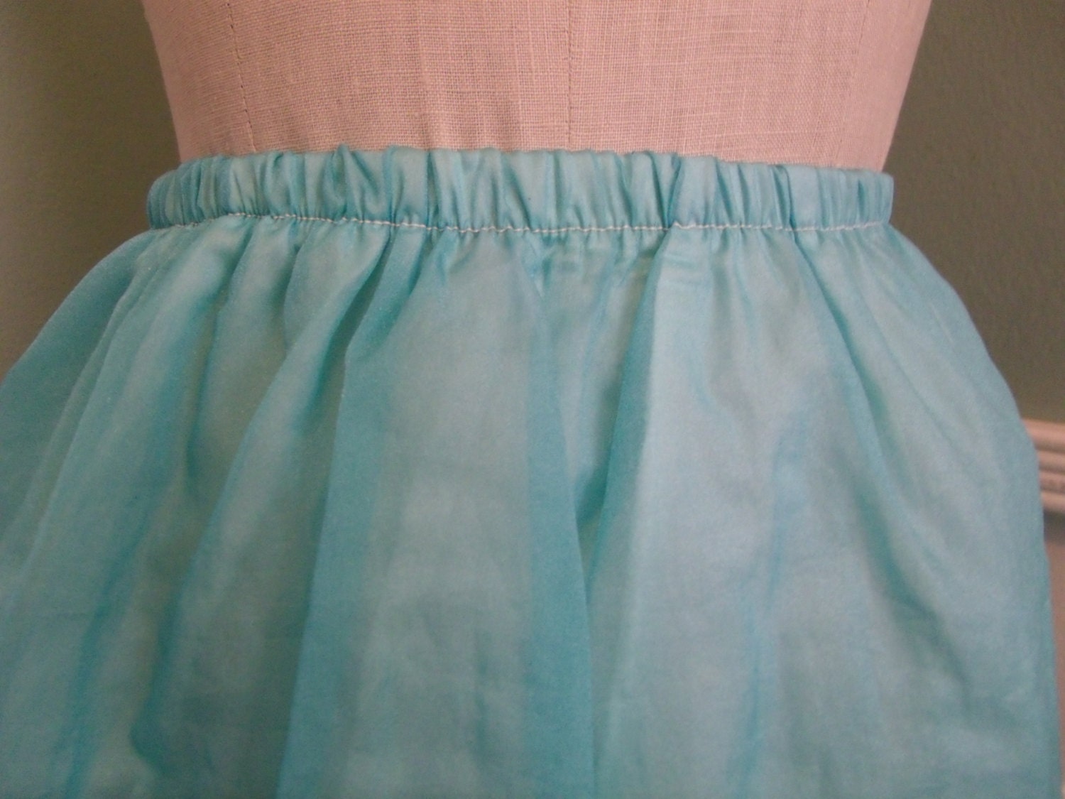 Vintage Turquoise Blue Mini Slip . White Detailed Mini Slip. Blue 60's ...