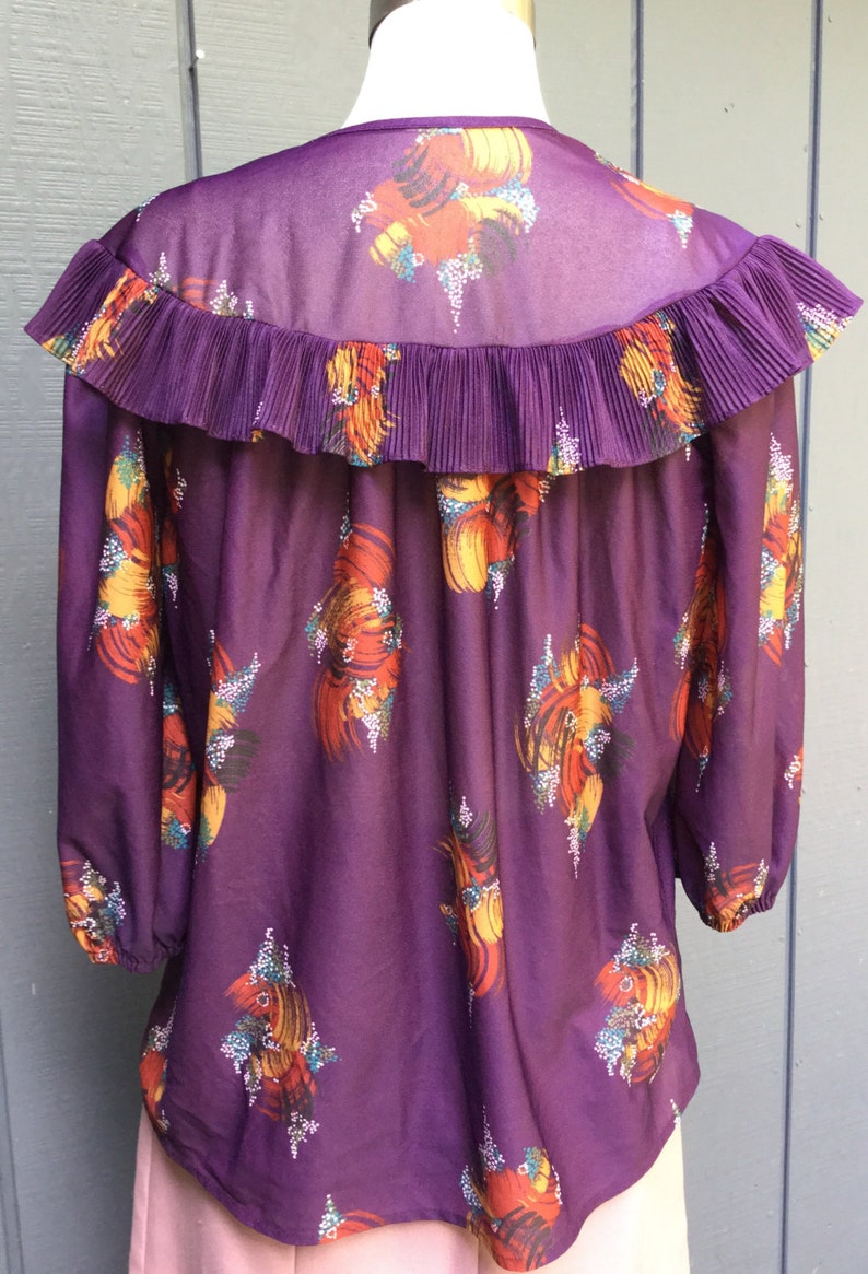 Vintage 70's Deep Purple Ruffle Top Blouse. 3/4 Slv. Boho Top - Etsy