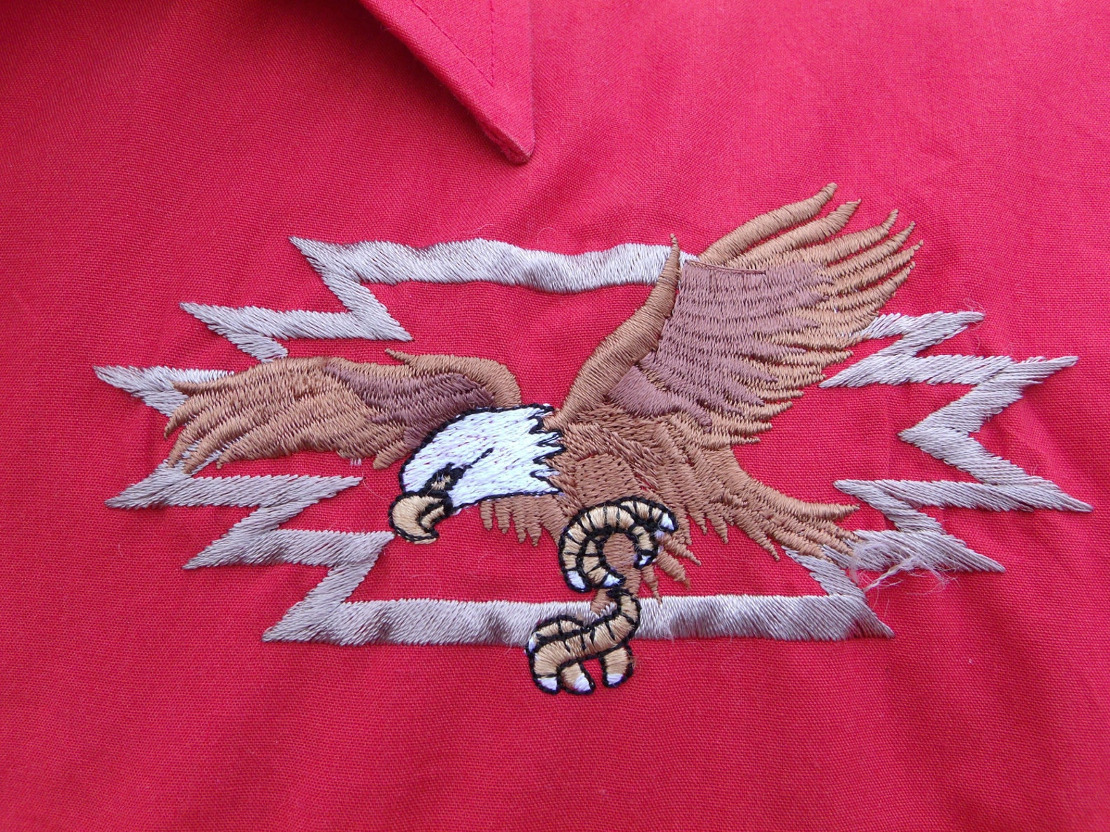 Vintage 70's Red Aztec Western Shirt Snap Down Tribal Shirt EAGLE ...