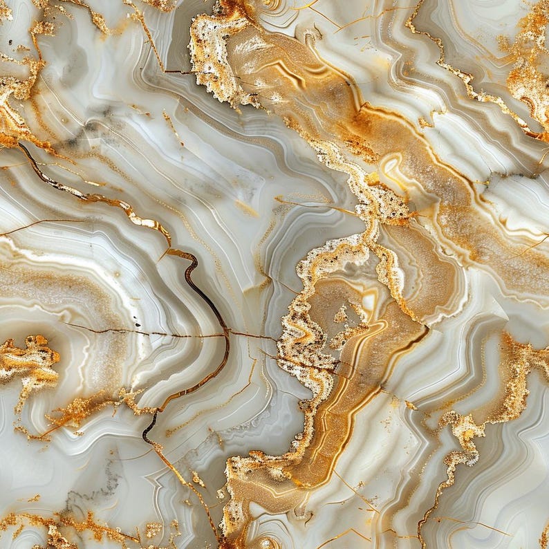 White and Gold Marble Digital Pattern Paper for Crafting and Design ...